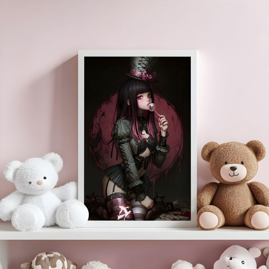 Halloween Goth Girl Poster 3, Gothic Fantasy Decor Emo Dress Print ...