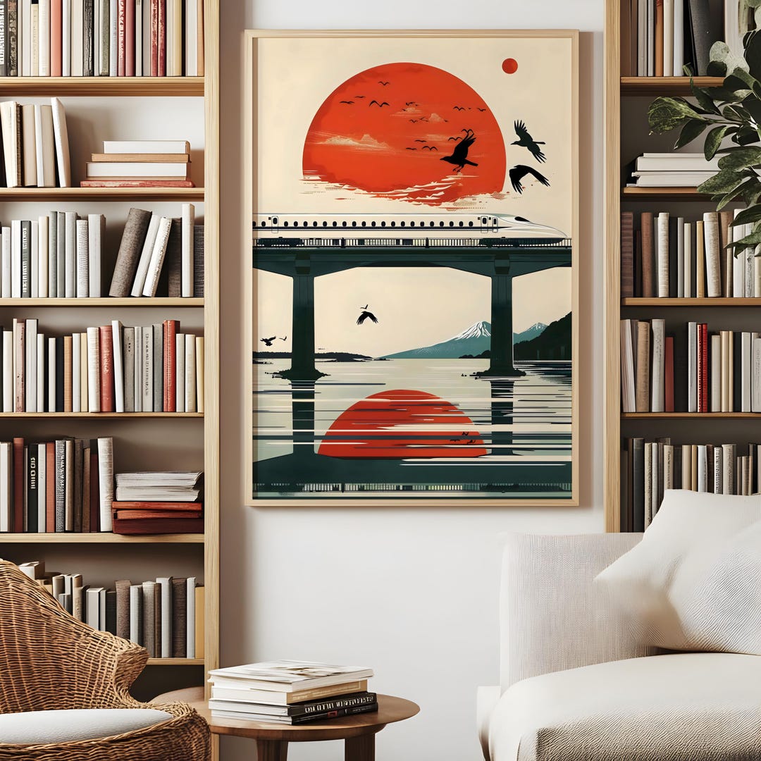 Simple Shinkansen Poster 1, Japandi Wall Art Travel Room Decor Japanese ...
