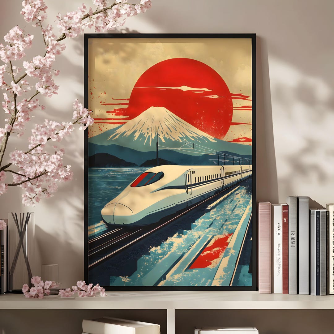 Japanese High-speed Train Poster, Japandi Wall Art Shinkansen Print ...