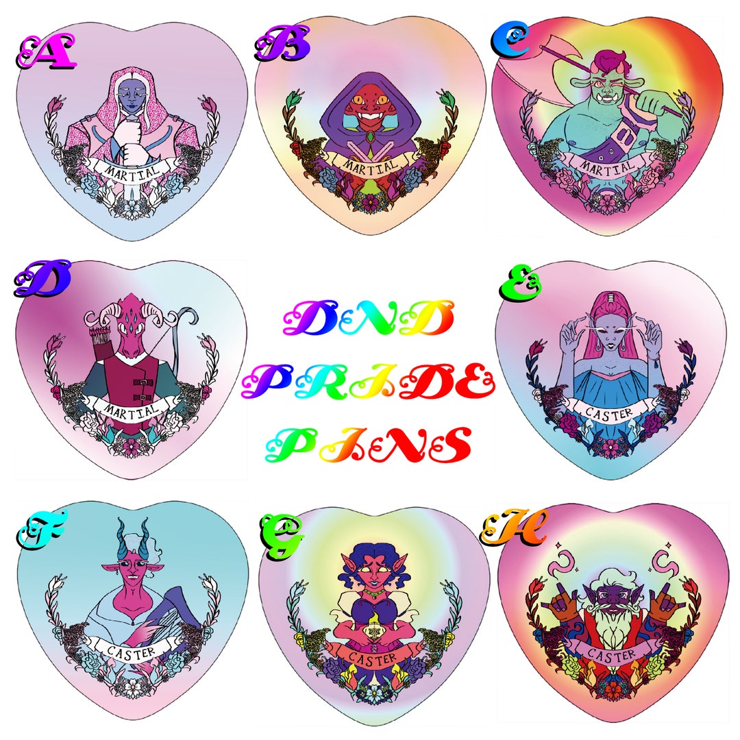 Dnd Pride Holo Heart Buttons PREORDER - Etsy