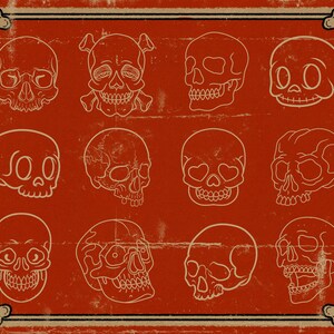 100 Skulls 100 Hand Drawn Skull Tattoo Brushes for Procreate Digital ...