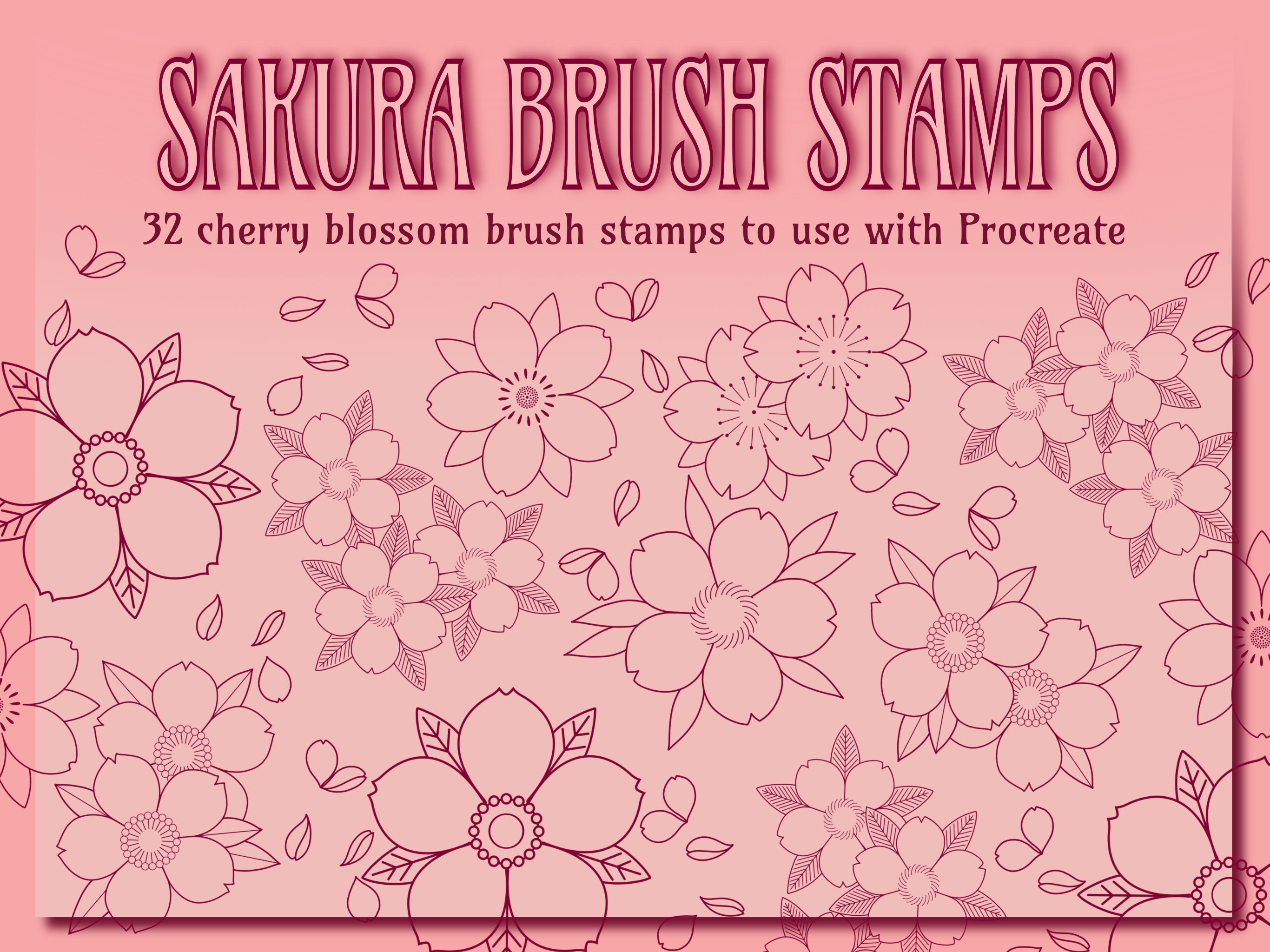Sakura Cherry Blossom Tattoo Brushes for Procreate Digital Art ...