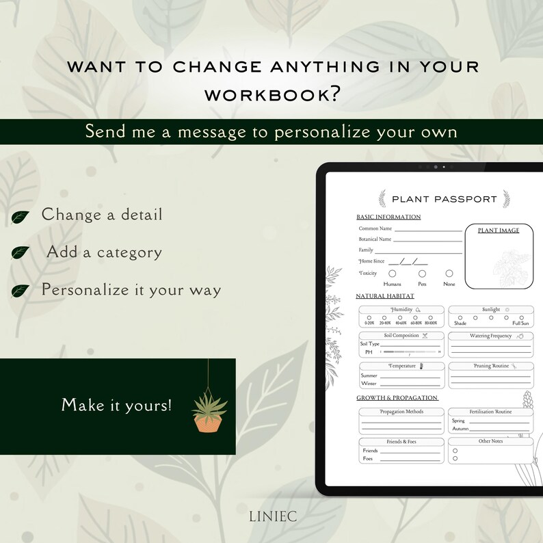 Printable Plant Passport Template | Customizable Plant Care Tracker ...