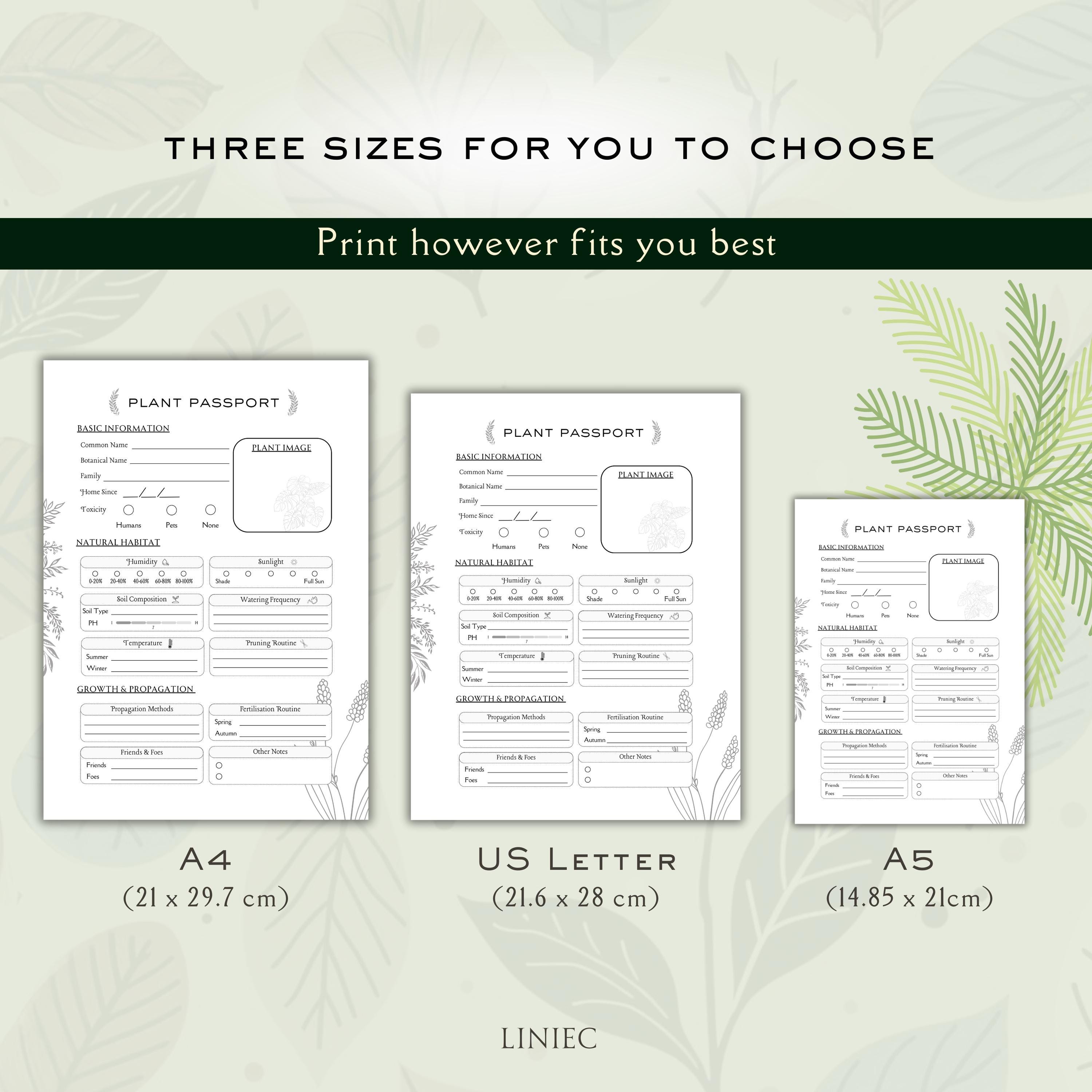 Printable Plant Passport Template Customizable Plant Care Tracker ...