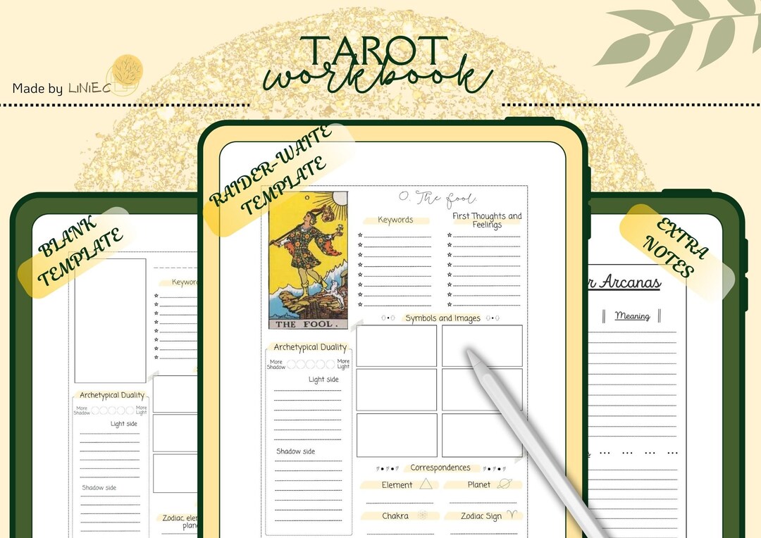 Tarot Workbook for the 78 Raider-waite Cards Digital - Etsy