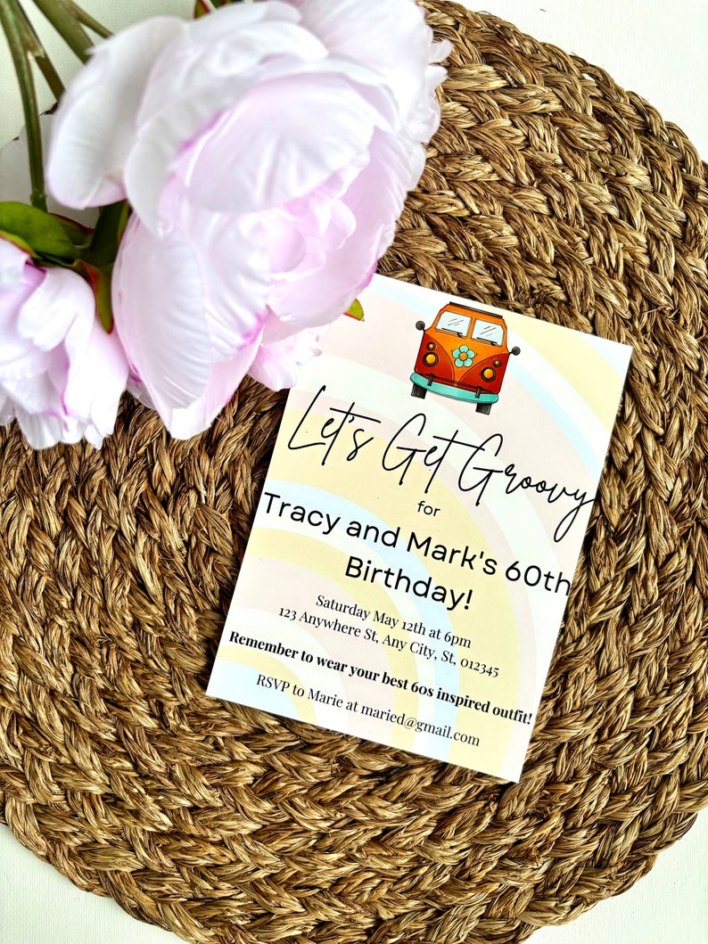 Groovy 60s Themed Party Invitation Template - Etsy