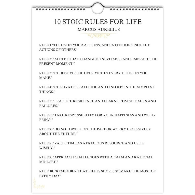 Stoic Calendar 2026 - One Quote per Month - Marcus Aurelius Stoic ...