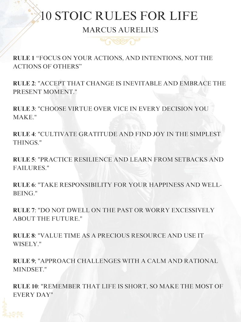10 Stoic Rules - Marcus Aurelius Poster Marcus Aurelius Stoic Compass ...