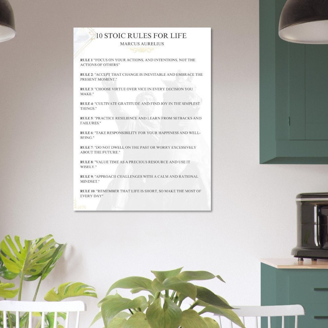 10 Stoic Rules - Marcus Aurelius Poster Marcus Aurelius Stoic Compass ...