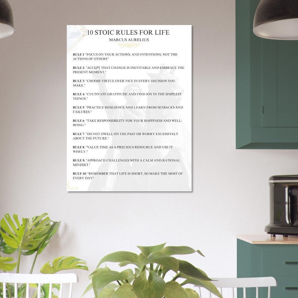 10 Stoic Rules - Marcus Aurelius Poster Marcus Aurelius Stoic Compass ...