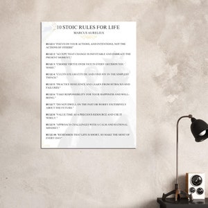 10 Stoic Rules - Marcus Aurelius Poster Marcus Aurelius Stoic Compass ...