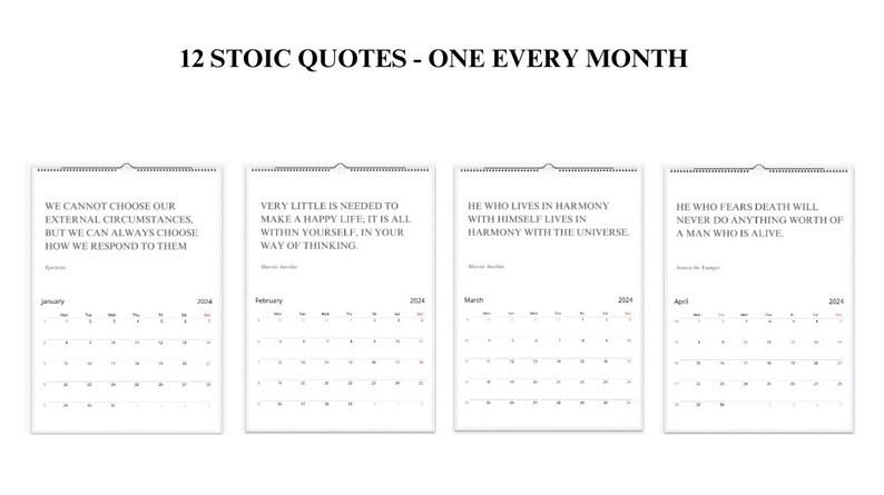 Stoic Calendar 2026 - One Quote per Month - Marcus Aurelius Stoic ...