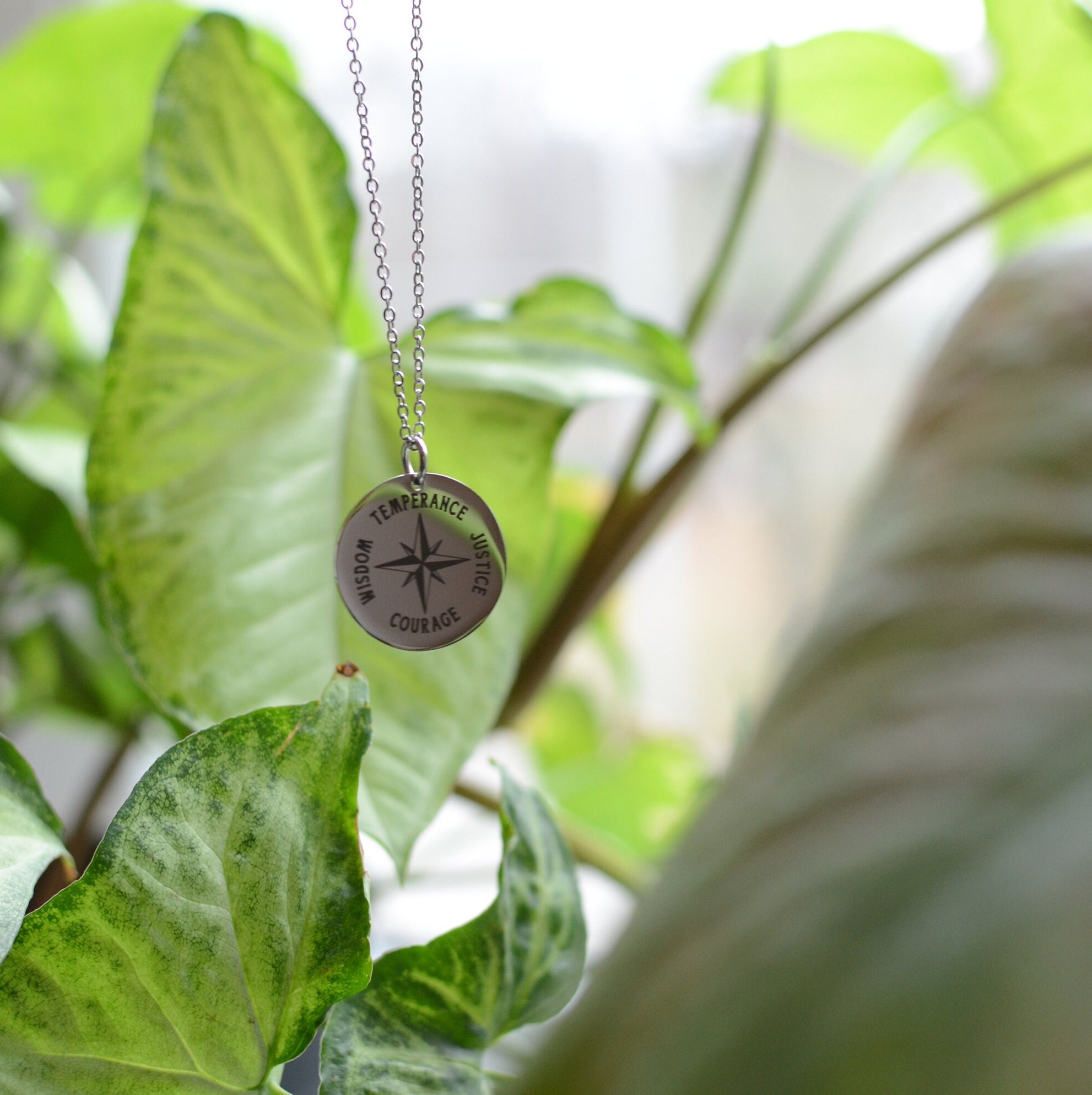 Four Stoic Virtues: Engraved Necklace With the 4 Stoic Virtues ...