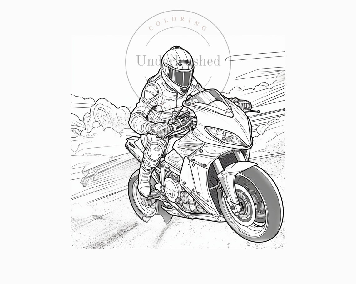 20 Racing Motorcycle Coloring Pages, Digital Download, Wall Art ...