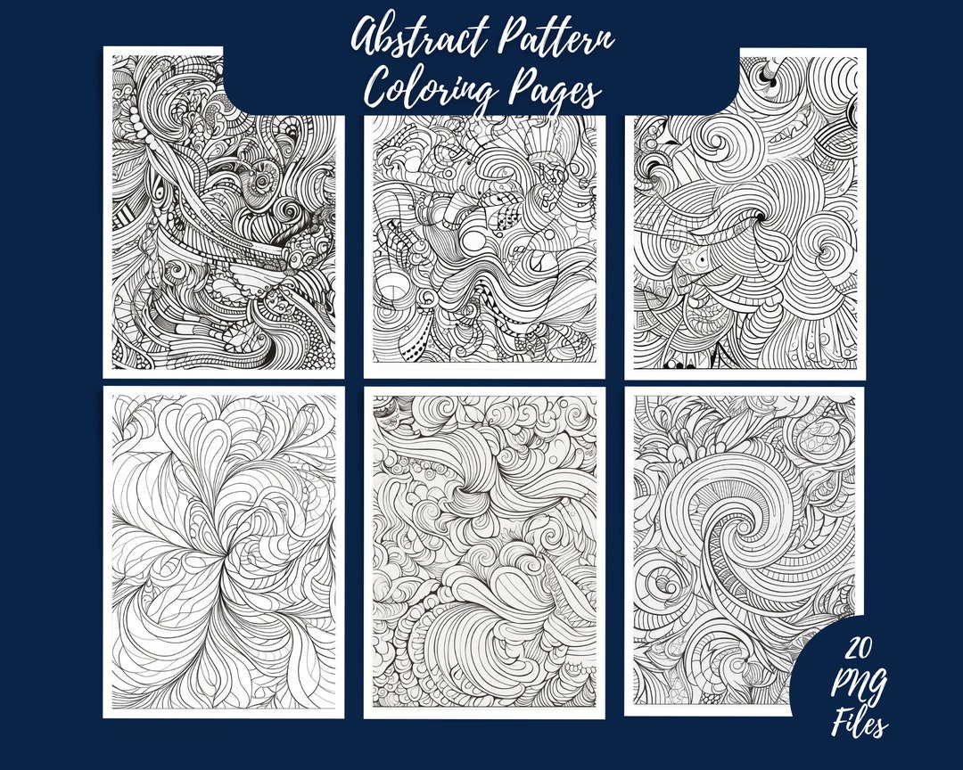 20 Abstract Pattern Coloring Pages, Digital Download, Wall Art ...