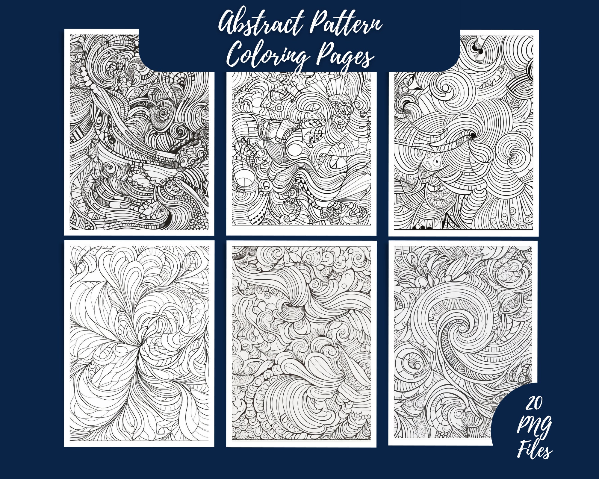 20 Abstract Pattern Coloring Pages, Digital Download, Wall Art ...