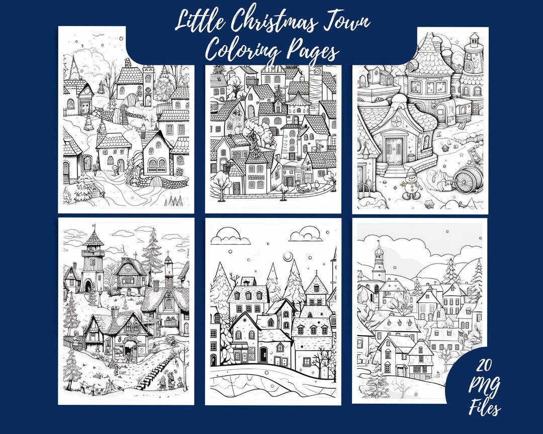 20 Adorable Little Christmas Town Coloring Pages, Digital Download ...