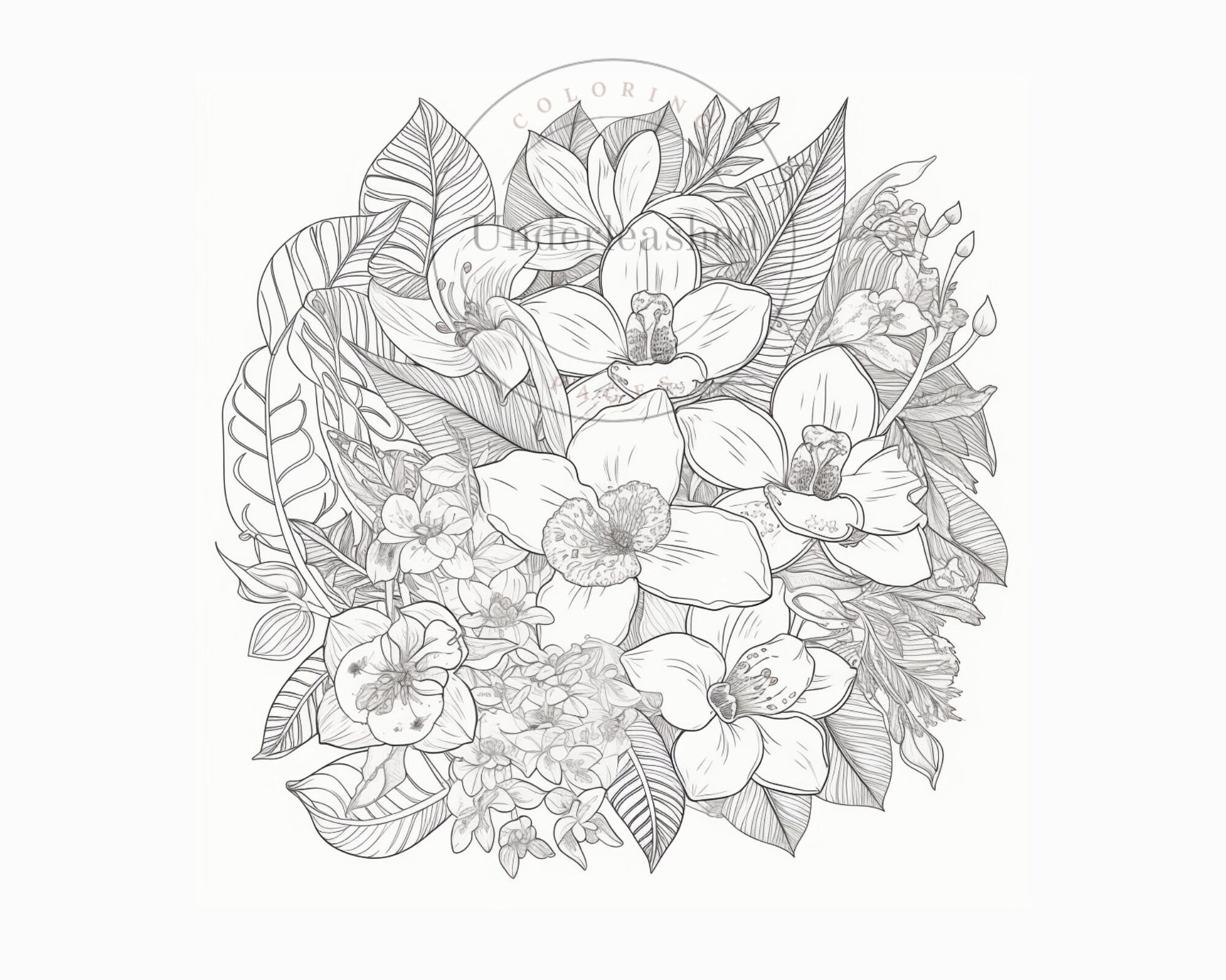 20 Exotic Tropical Flower Coloring Pages Digital Download - Etsy