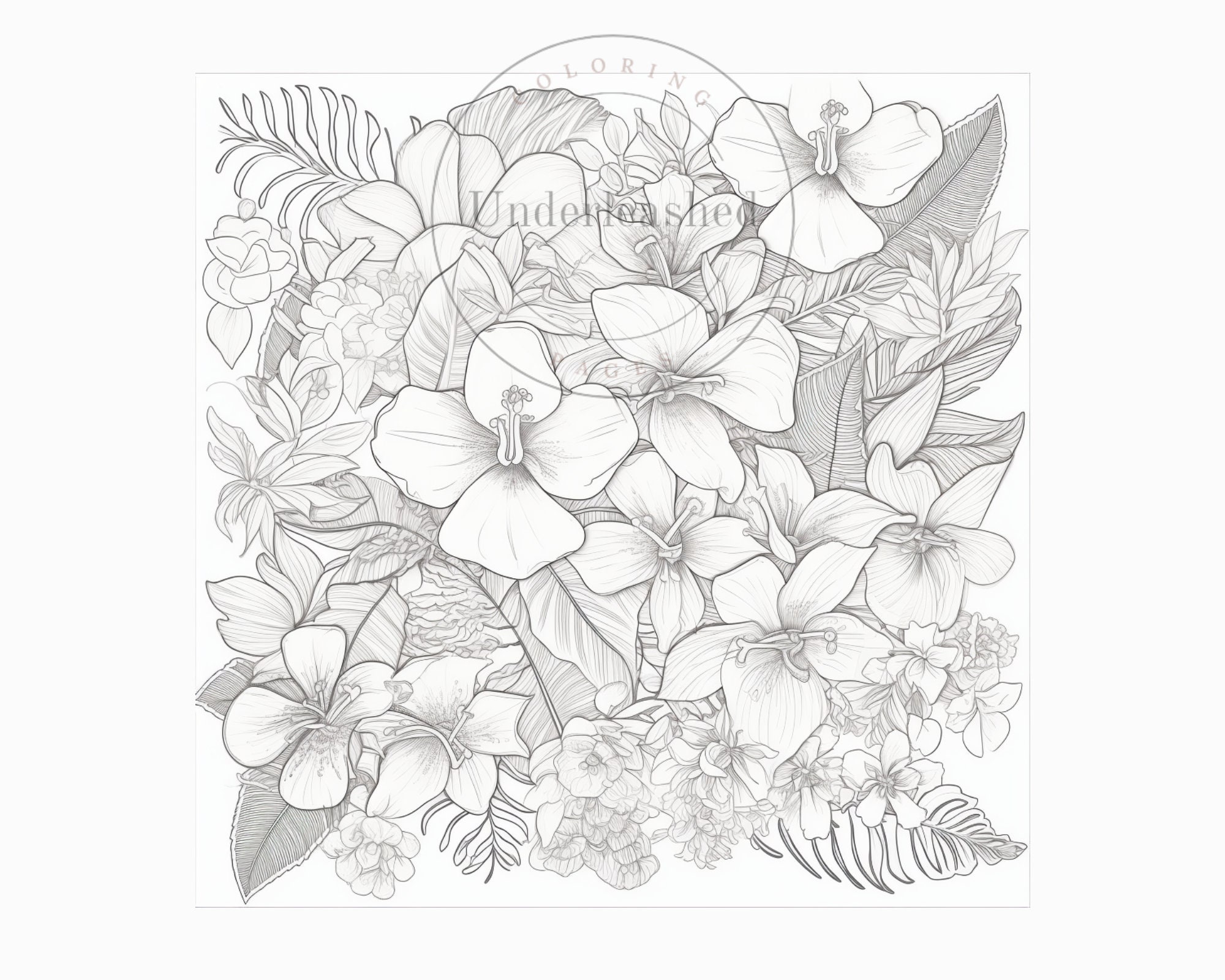 20 Exotic Tropical Flower Coloring Pages Digital Download - Etsy