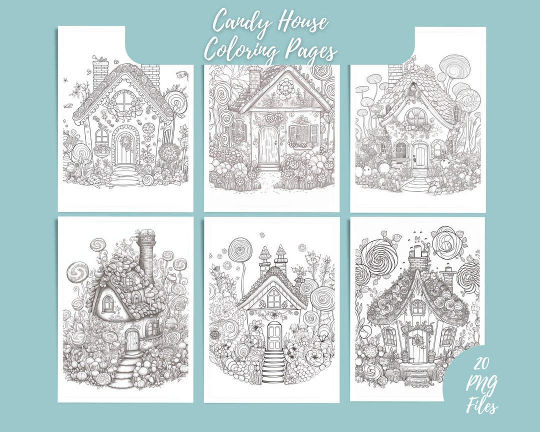 20 Candy House Coloring Pages Digital Download Wall Art - Etsy