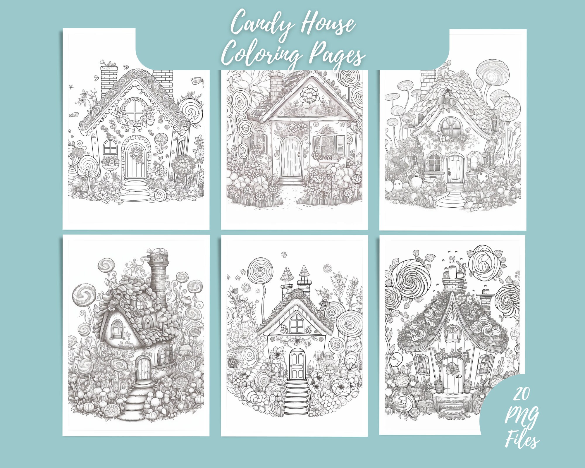 20 Candy House Coloring Pages Digital Download Wall Art - Etsy
