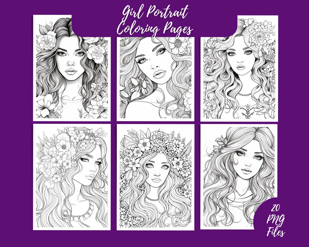 20 Woman Portrait Coloring Pages Digital Download Wall Art - Etsy