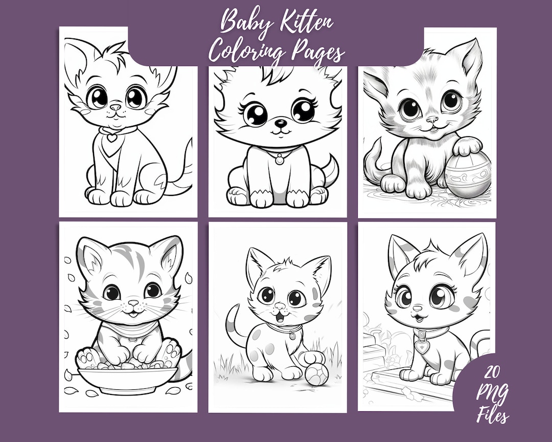 20 Cute Baby Kitten Coloring Pages Digital Download Wall - Etsy