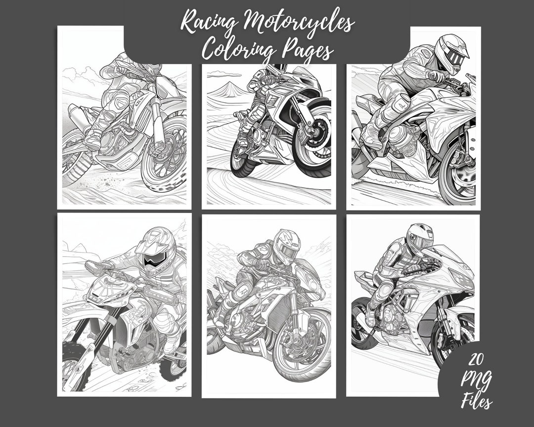 20 Racing Motorcycle Coloring Pages, Digital Download, Wall Art ...