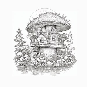 20 Enchanted Gnome House Coloring Pages, Digital Download, Wall Art ...