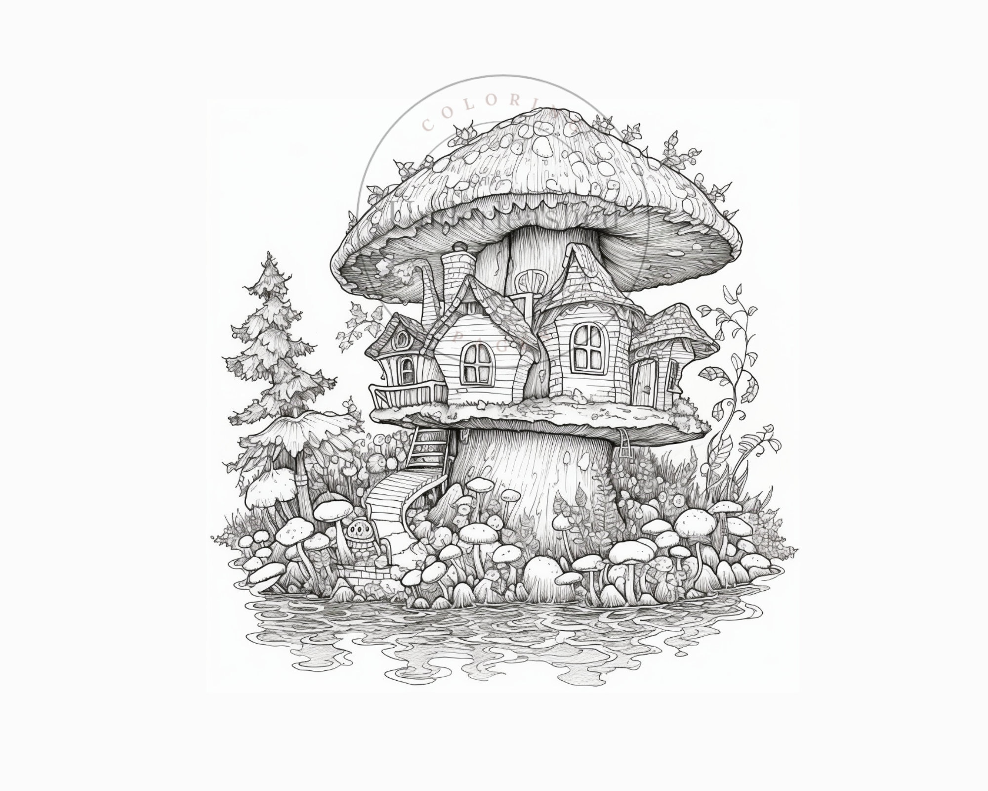 20 Enchanted Gnome House Coloring Pages, Digital Download, Wall Art ...