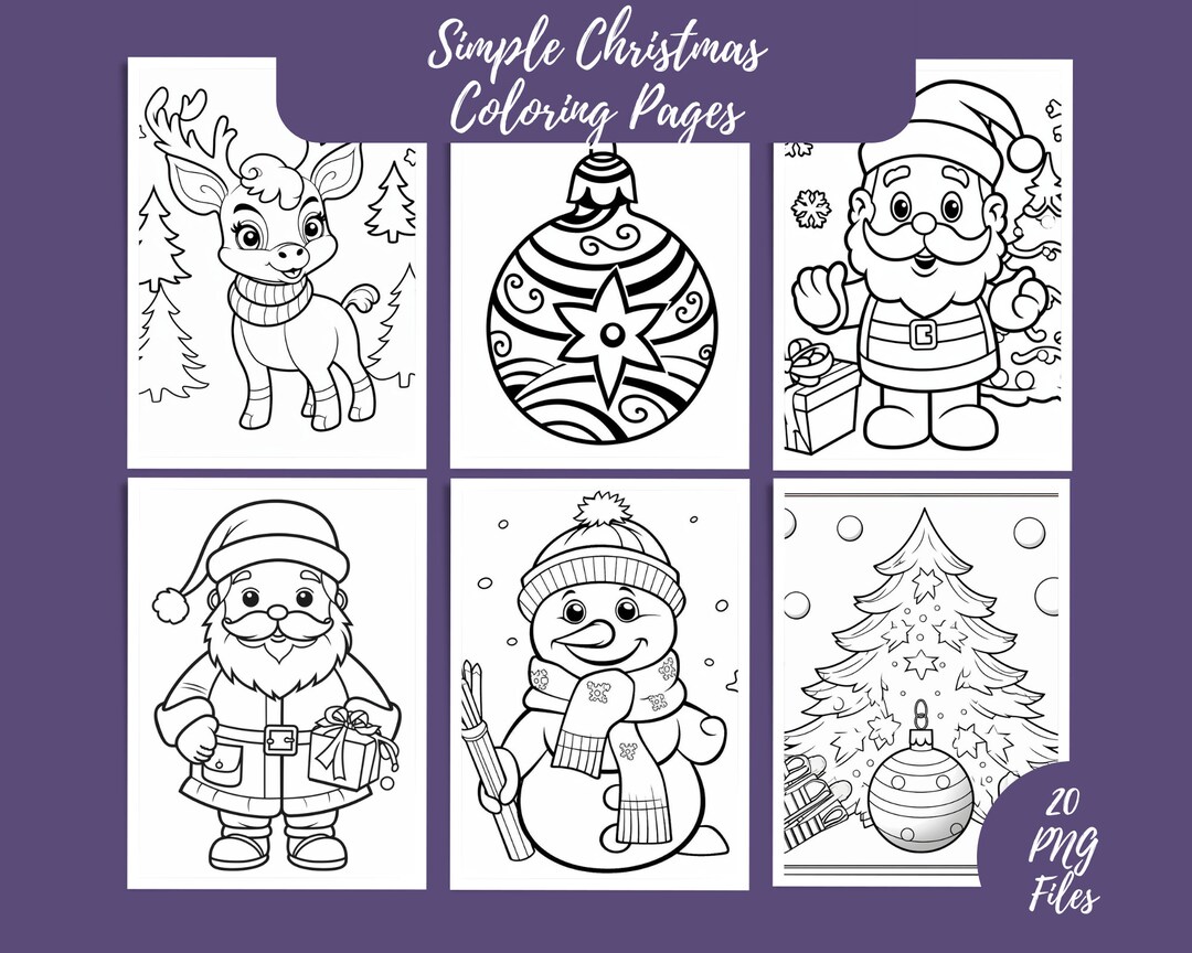 20 Simple Christmas Coloring Pages, Digital Download, Wall Art ...