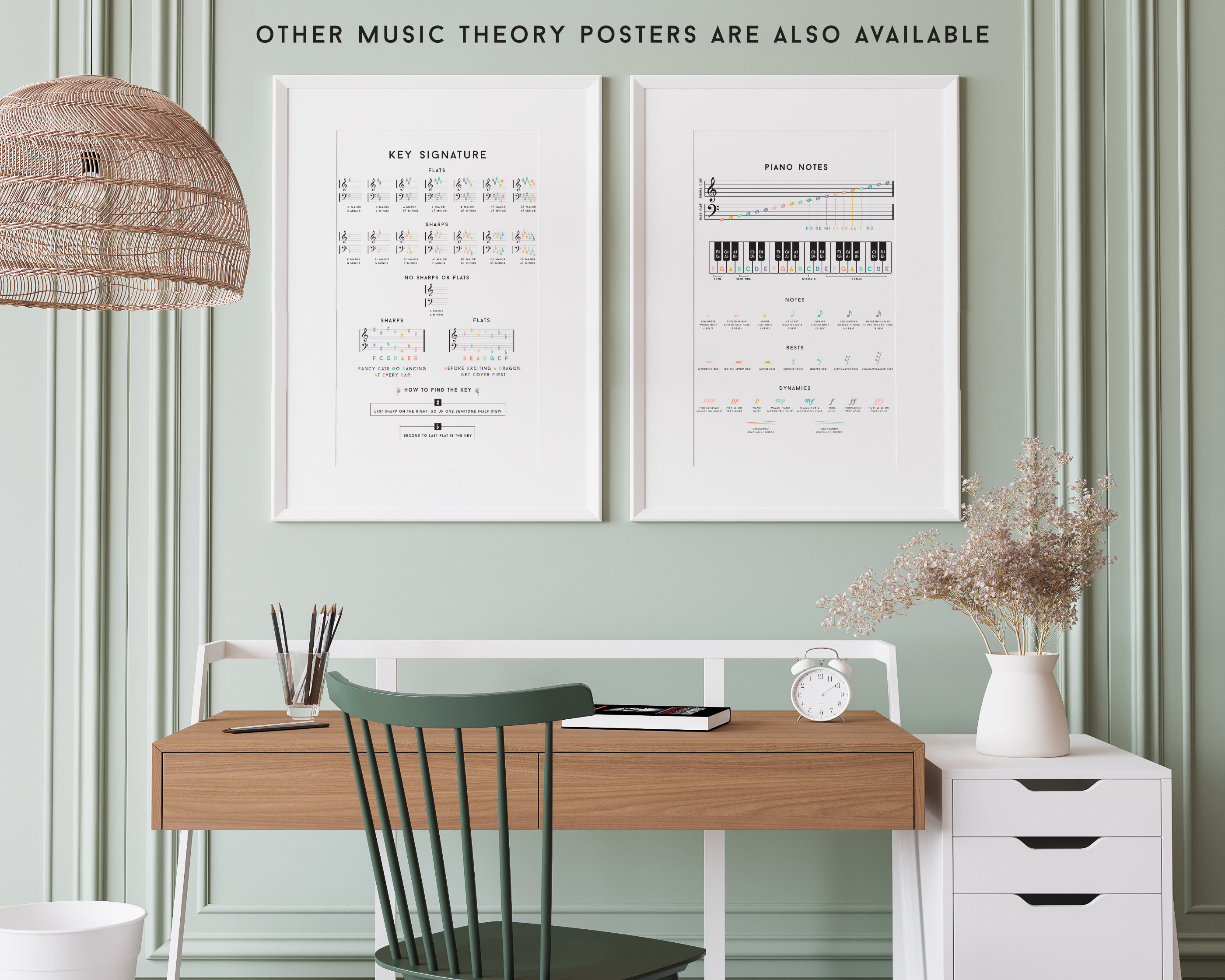 Black & White Music Notation Notes Symbols Poster, DIGITAL DOWNLOAD ...