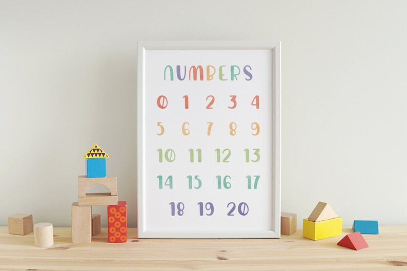 Rainbow Watercolour Number 1-20 Poster. DIGITAL DOWNLOAD. Kids Nursery ...