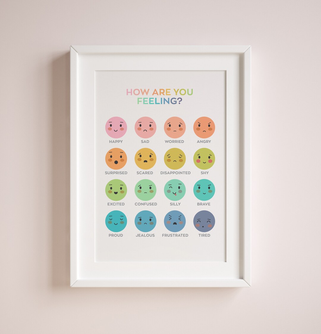 Rainbow Feelings Printable, DIGITAL DOWNLOAD, Emotions Poster, Wall Art ...
