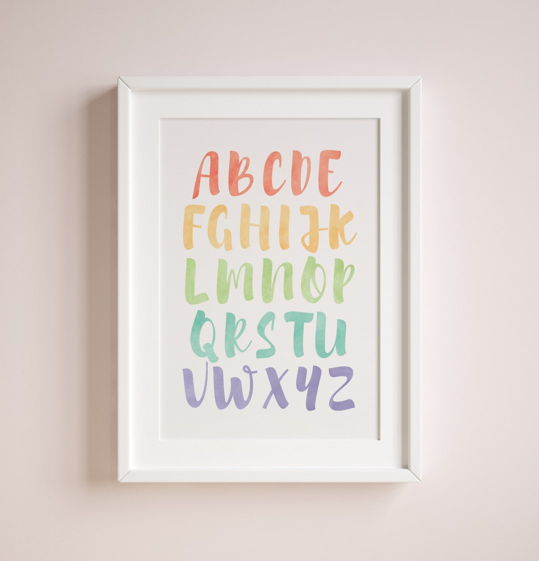 Rainbow Watercolour Alphabet Poster DIGITAL DOWNLOAD. Kids Nursery ...
