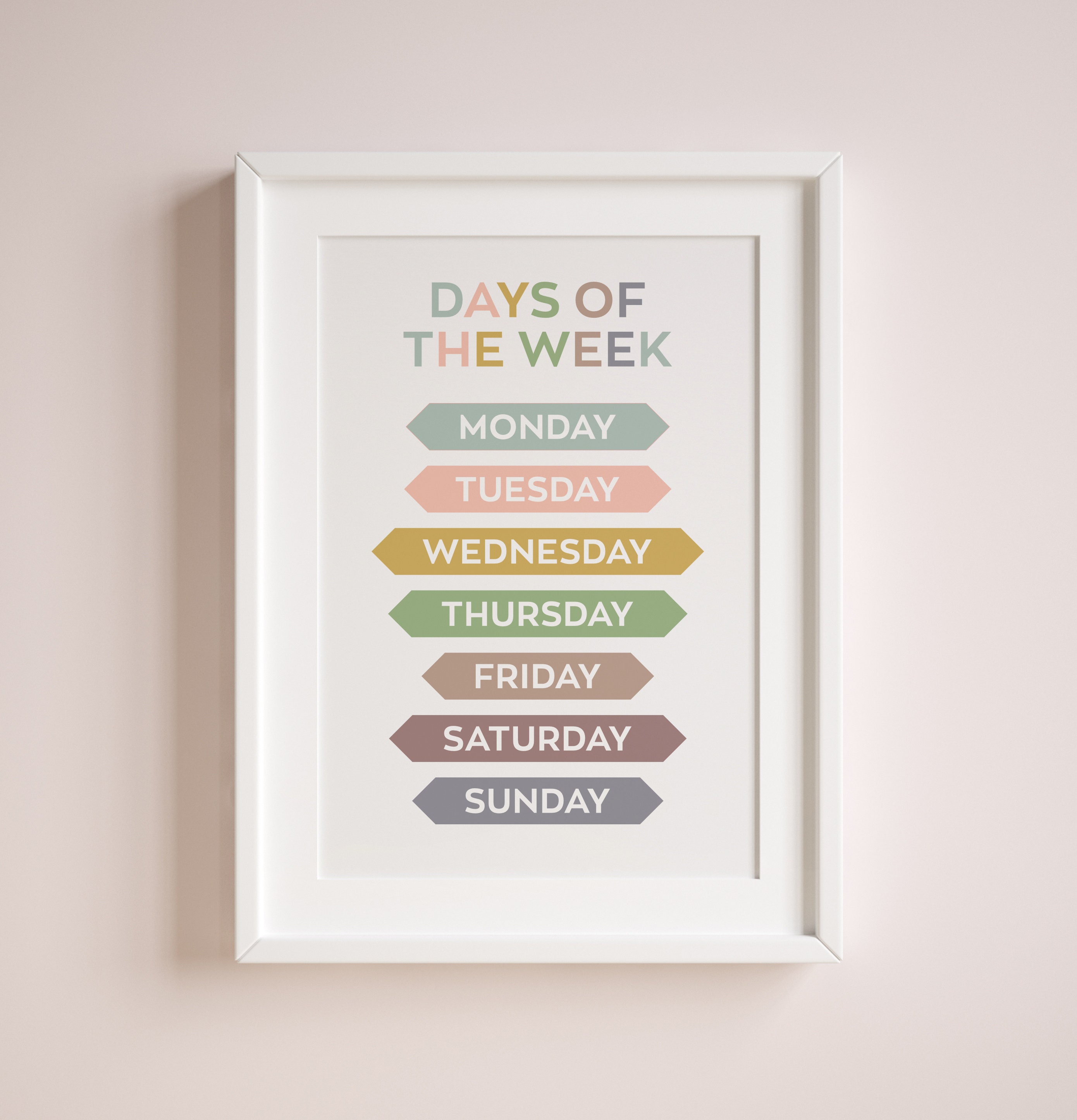 Rainbow Days of the Week Printable. DIGITAL DOWNLOAD. Kids Poster. Home ...