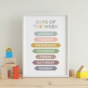 Rainbow Days of the Week Printable. DIGITAL DOWNLOAD. Kids Poster. Home ...