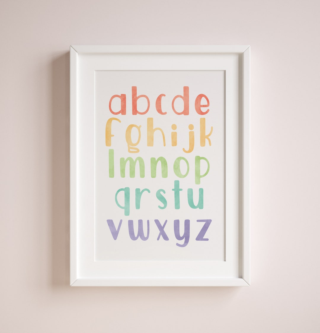 Rainbow Watercolour Alphabet Poster DIGITAL DOWNLOAD. Kids Nursery ...