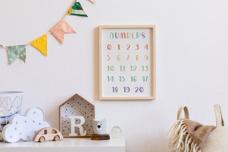 Rainbow Watercolour Number 1-20 Poster. DIGITAL DOWNLOAD. Kids Nursery ...