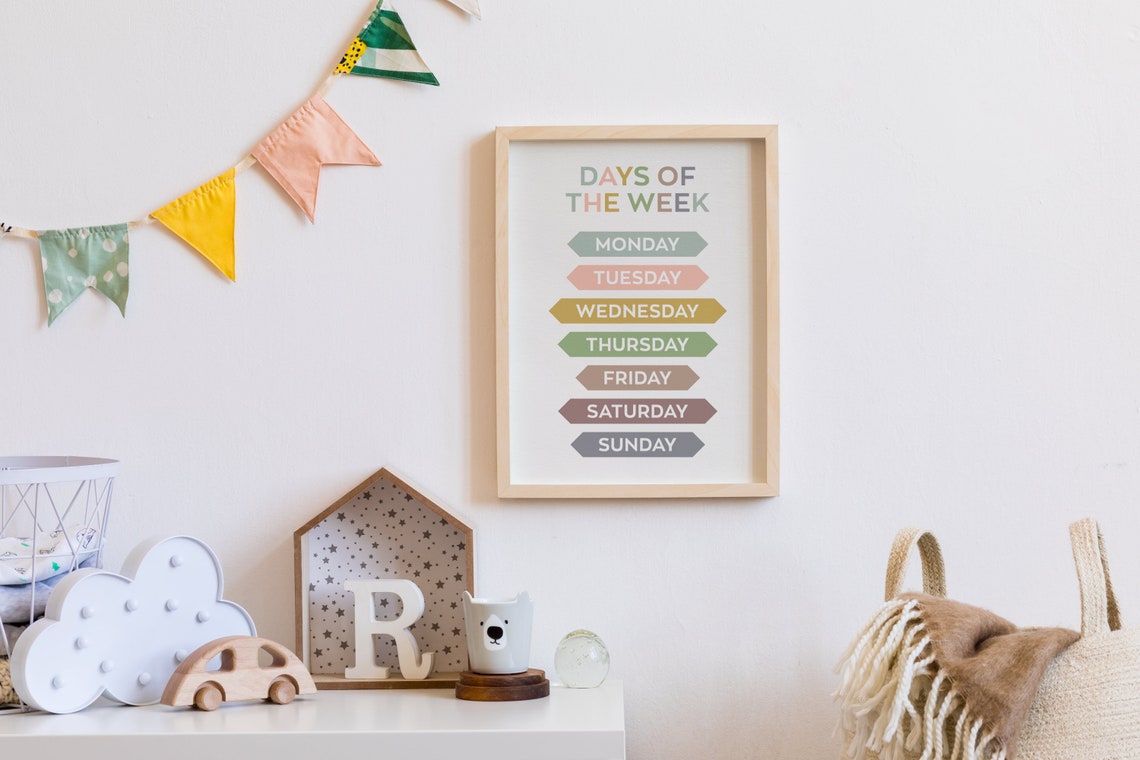 Rainbow Days of the Week Printable. DIGITAL DOWNLOAD. Kids Poster. Home ...