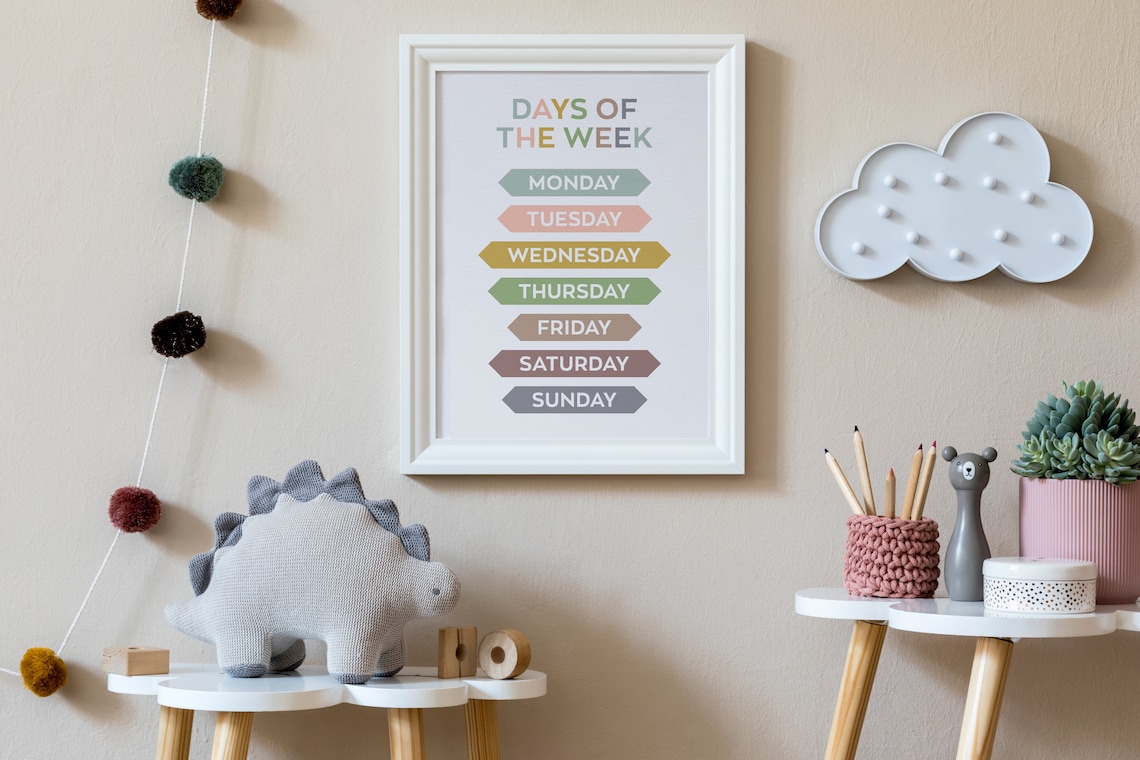 Rainbow Days of the Week Printable. DIGITAL DOWNLOAD. Kids Poster. Home ...