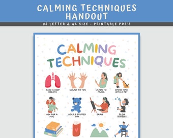 Set of 16 Calming Corner Posters, Coping Techniques Wall Art for Kids ...