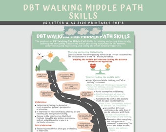 DBT Walking the Middle Path Coping Skills Printable Handout Poster ...