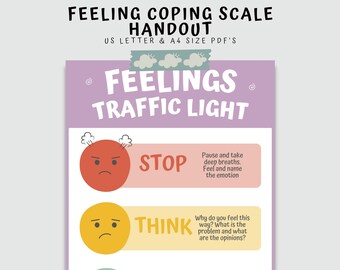 Feelings Coping Skill Handout for Kids Teens, Self Regulation Social ...