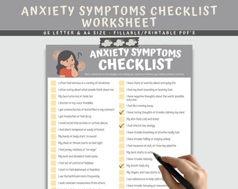 Anxiety Symptoms Checklist Worksheet for Teens-adolescent Worry Anxiety ...