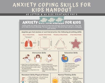 Anxiety Coping Skills for Kids Printable Poster Anxiety Awareness ...