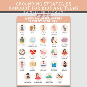 Grounding Strategies for Kids Teens, Calming Techniques Chart, Calm ...