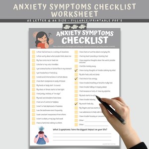 Anxiety Symptoms Checklist Worksheet for Kids & Teens, Adolescent Worry ...