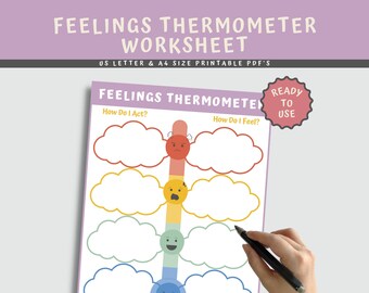 Feelings Thermometer Emotions Chart 7 Page Printable Coping Skills ...