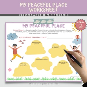 Coping Skills Worksheets for Kids, My Peaceful Place Worksheet, SEL ...